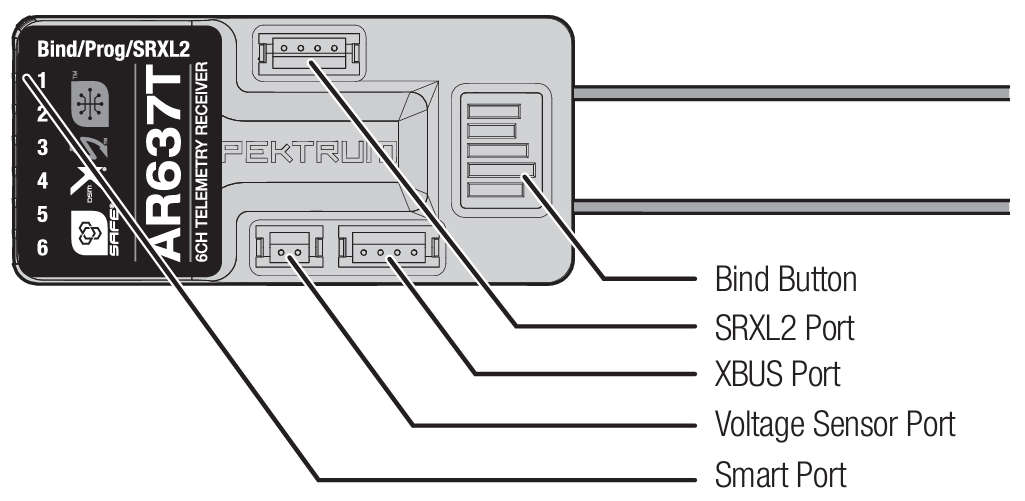 AR637T 6-Channel DSMX AS3X & SAFE Telemetry Receiver (w/ SRXL2)